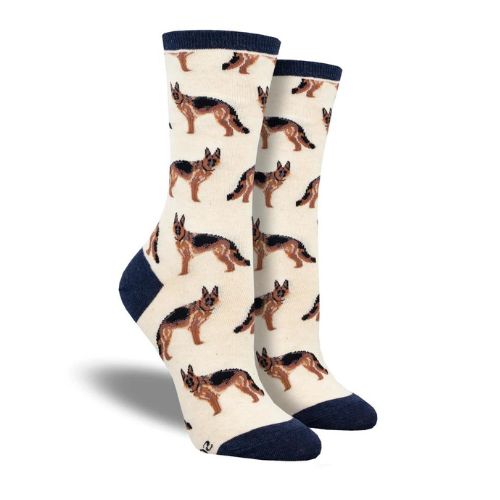 Women's Socksmith German Shepherd Cotton Socks - For Dog Lovers – White ...