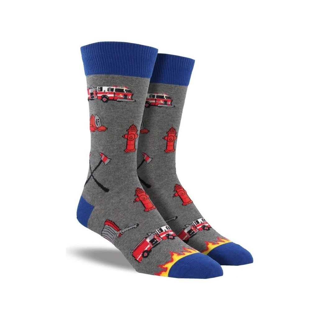 Men's Socksmith Firefighter Cotton Socks | Firetrucks, Axes, Hydrants ...