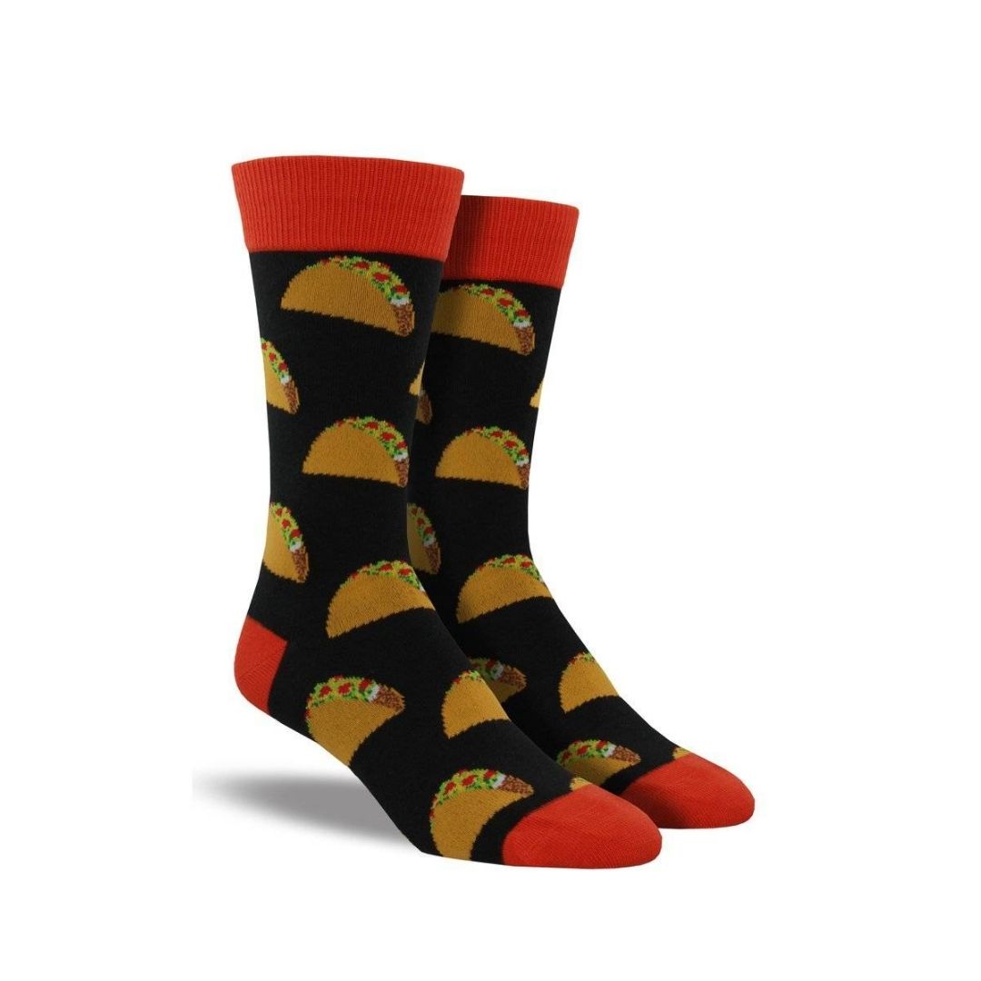 Socksmith Men's King Size Tacos Cotton Crew Socks | Fun Food Socks ...